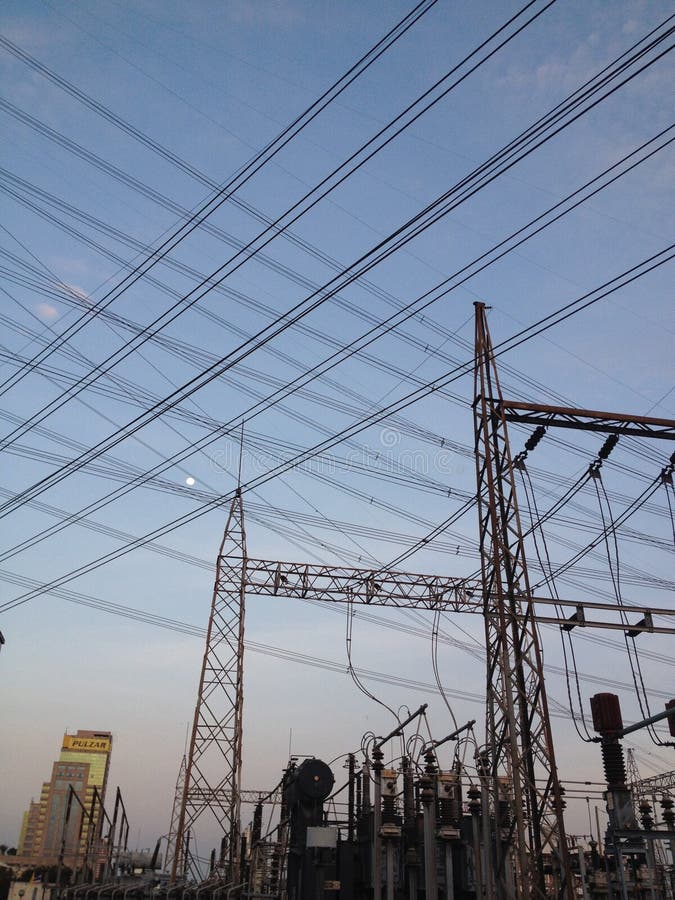 Electric Line on sky editorial stock photo. Image of electric - 129742388