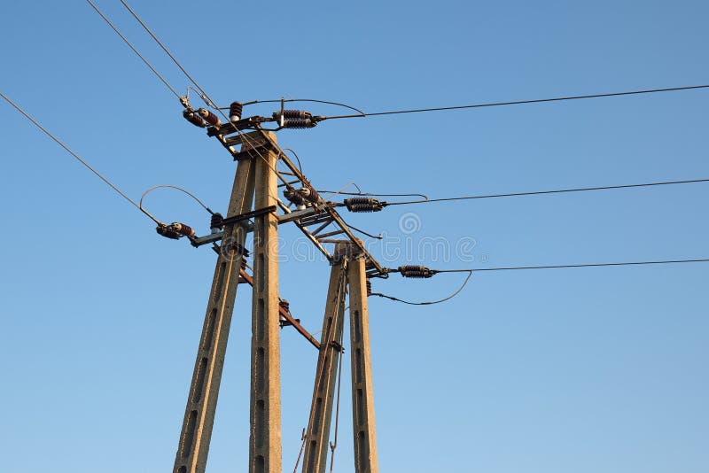 Electric line column stock image. Image of electricity - 182391185