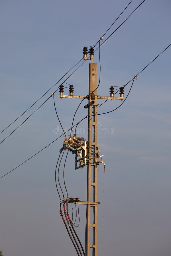 Electric line column stock image. Image of cable, industrial - 245322703
