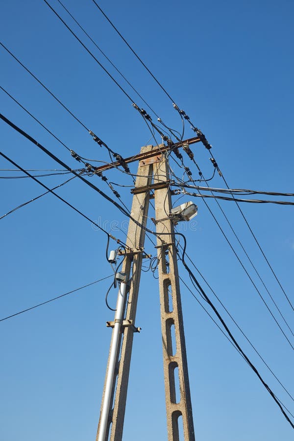 Electric line column stock photo. Image of powerline - 162843066