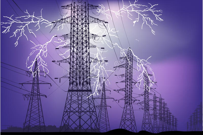 Power lines stock vector. Illustration of commission - 18171950