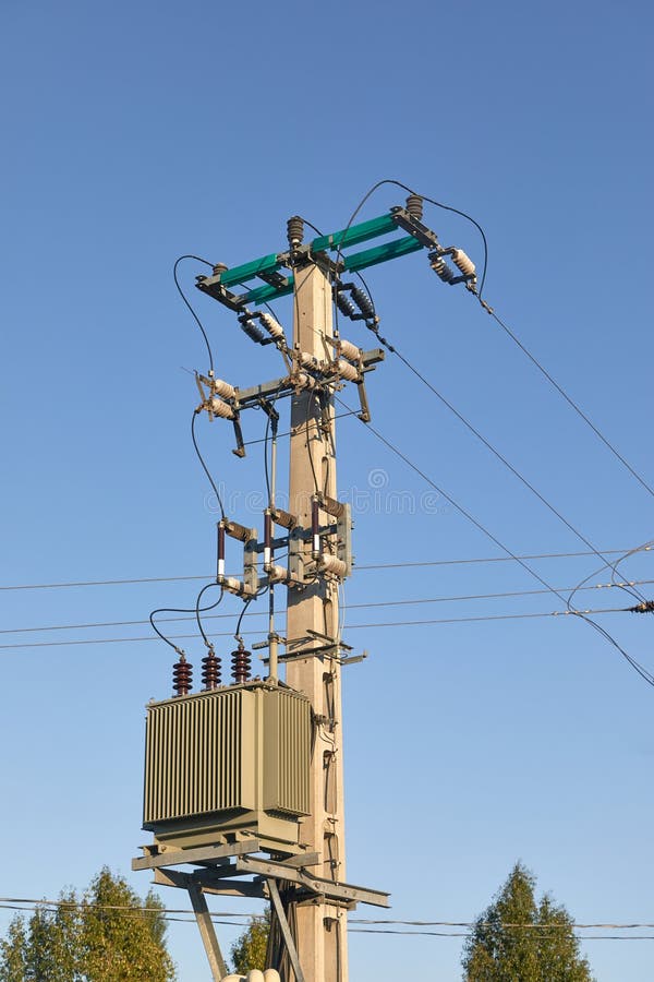 Electric Line with Transformer Stock Image - Image of converter, line ...