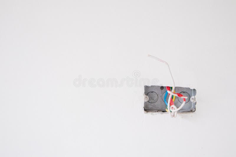 Electric Line in the Wall Socket at House Construction Stock Photo ...