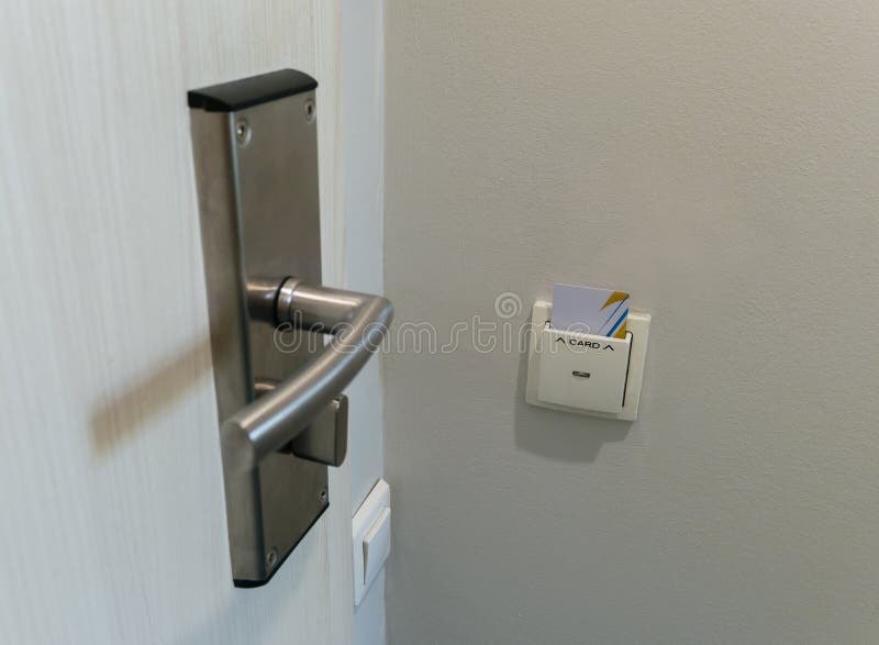 Electric Lock with Key Card in a Hotel Room Stock Photo - Image of lock ...