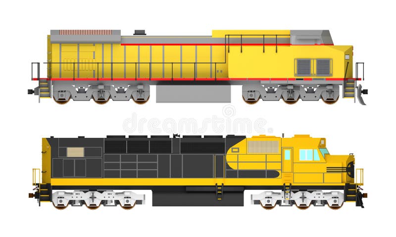 Electric Locomotive Isolated on White Side View Stock Illustration ...