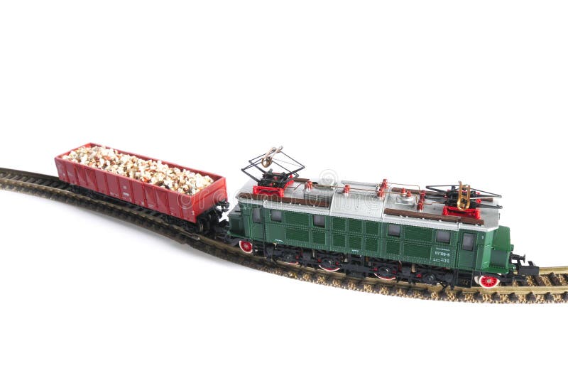 Electric Locomotive Model with Wagons Isolated on White Stock Image ...