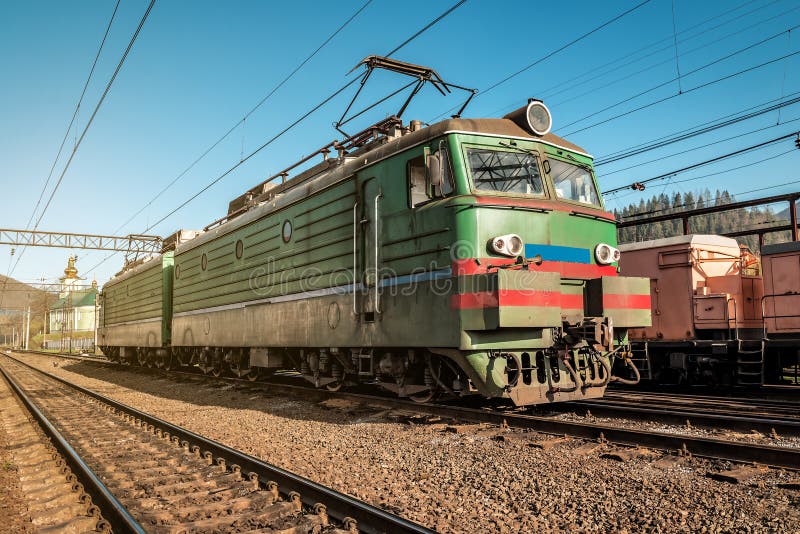 Electric Locomotive on Rails Stock Image - Image of locomotive, fast ...