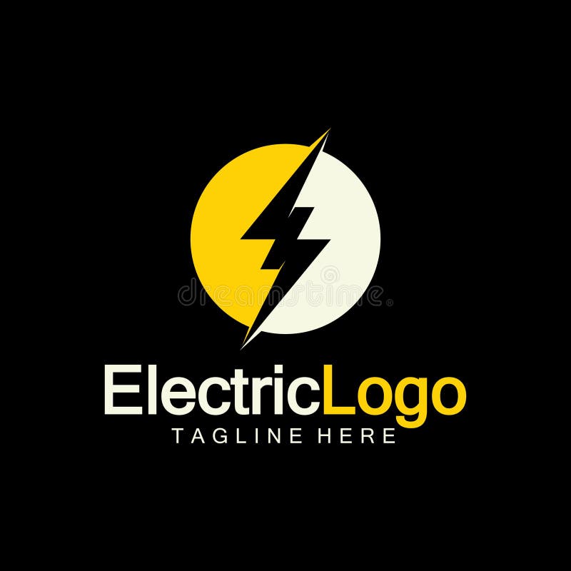 Electric Logo Design Template,isolated on Black Background Stock Vector ...