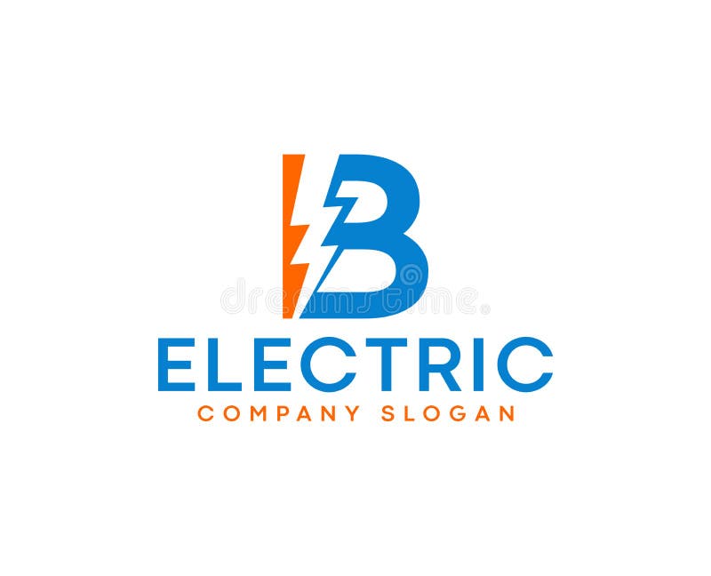 Letter B Lightning Electric Logo with Lighting Bolt Stock Illustration ...
