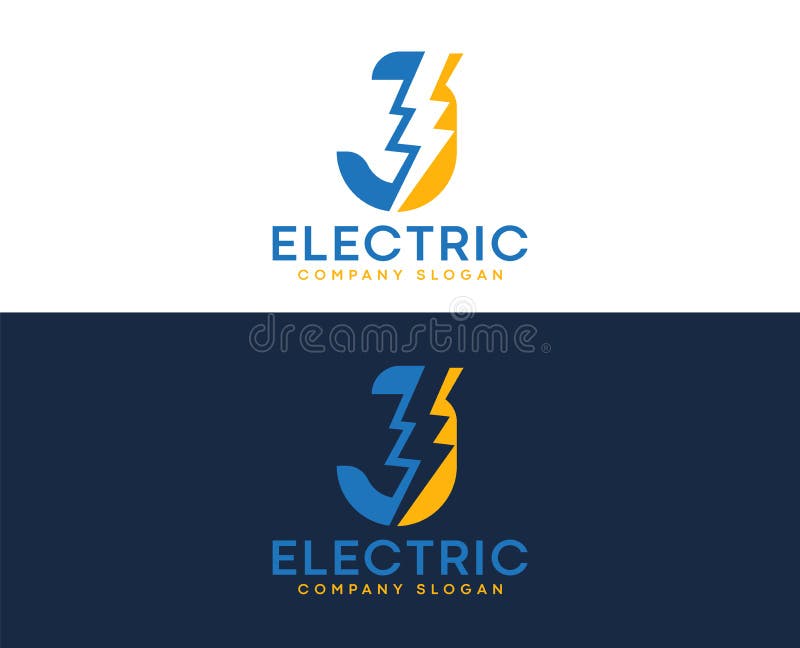 Letter J Lightning Electric Logo with Lighting Bolt Stock Illustration ...
