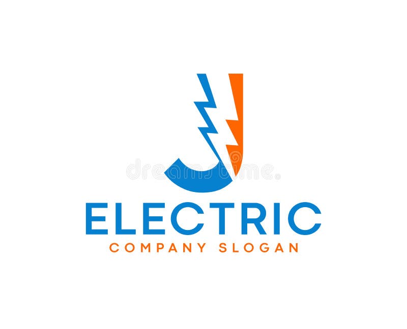 Letter J Lightning Electric Logo with Lighting Bolt Stock Illustration ...
