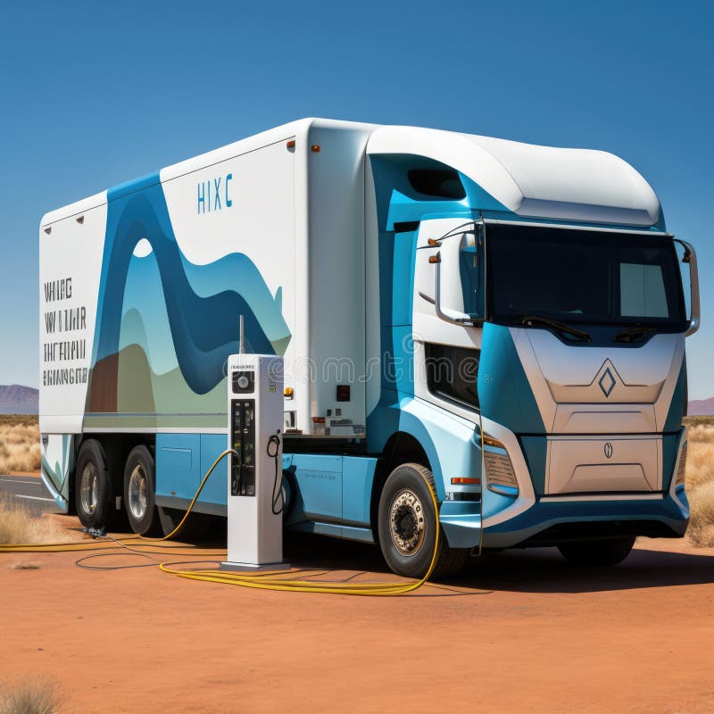 Electric Lorry Charging in Charging Station, Created Using Generative ...