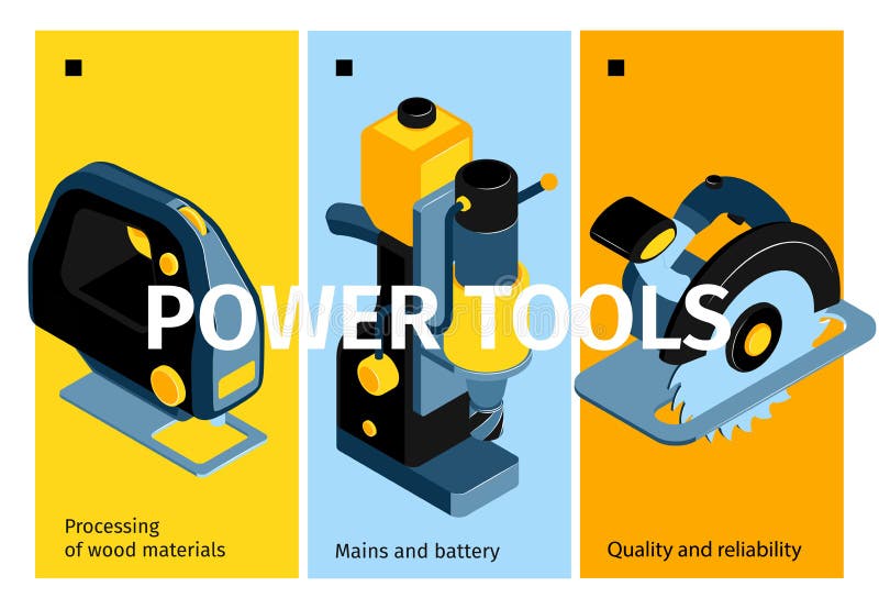 Electric Machine and Tools Vertical Banners Stock Vector - Illustration ...