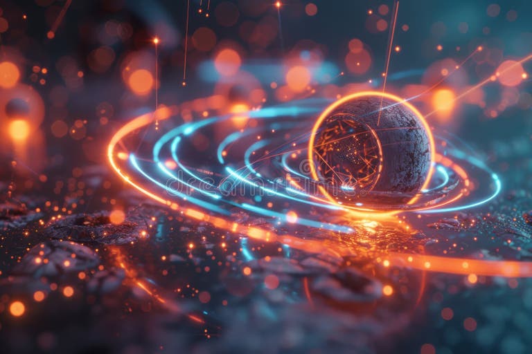 Electric and Magnetic Interactions, Abstract Energy Patterns, Glowing ...