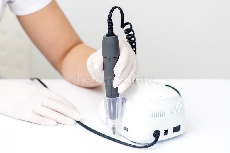 Electric Manicure Machine With Nozzle Nail Treatment At Home Stock ...
