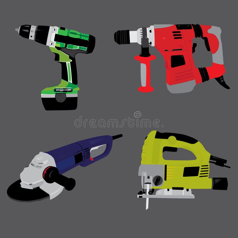 Electric manual tools stock vector. Illustration of size - 19962785