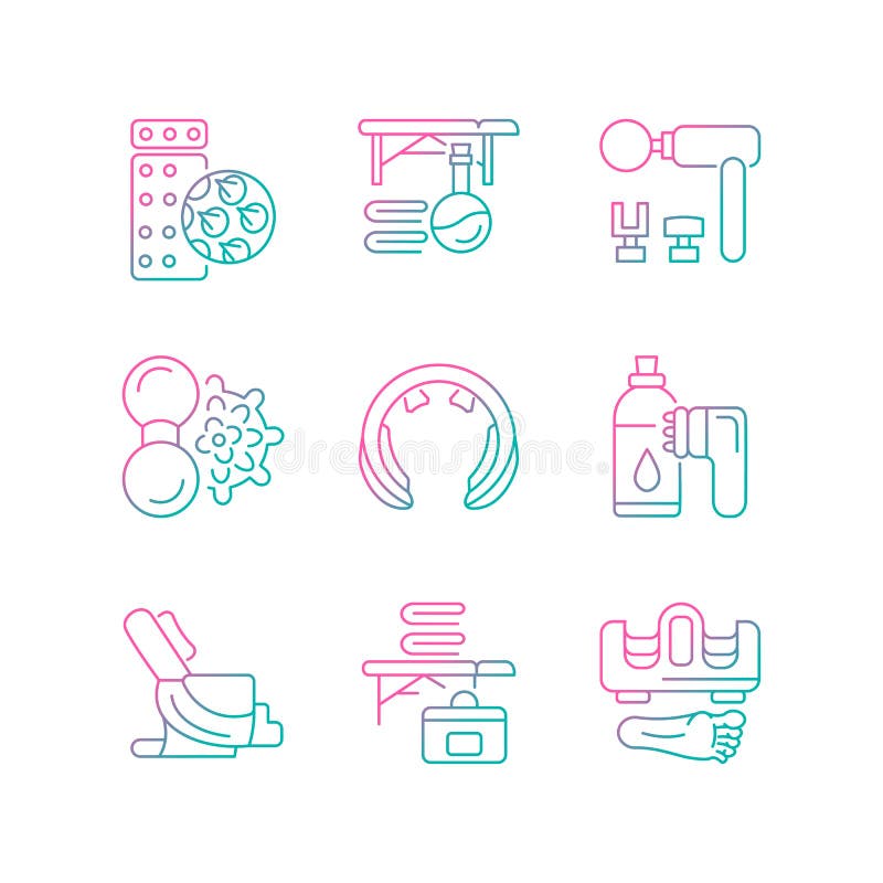 Electric Massagers Gradient Linear Vector Icons Set Stock Vector ...