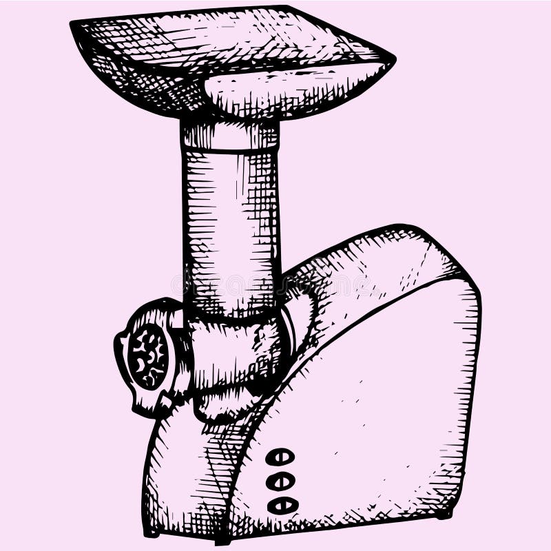 Hand Drawn Sketch Meat And Mincing Machine Stock Illustration ...