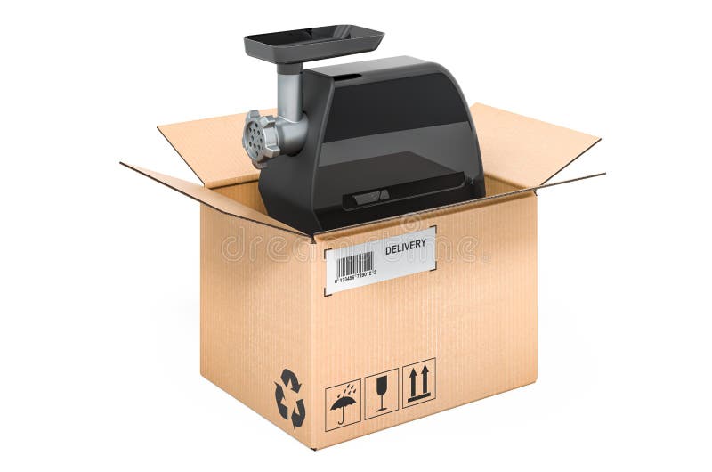 Electric Meat Grinder Inside Cardboard Box, Delivery Concept Stock ...