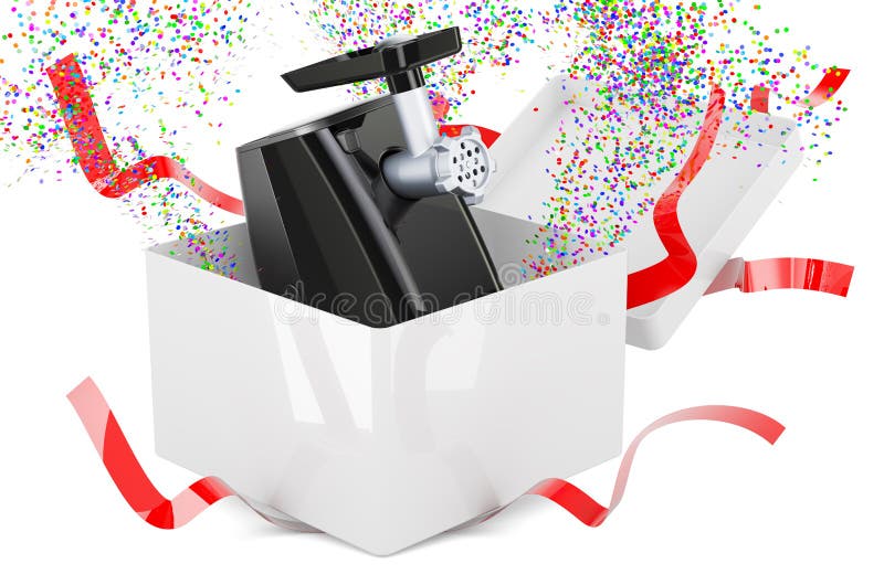Electric Meat Grinder Inside Gift Box, Gift Concept. 3D Rendering Stock ...