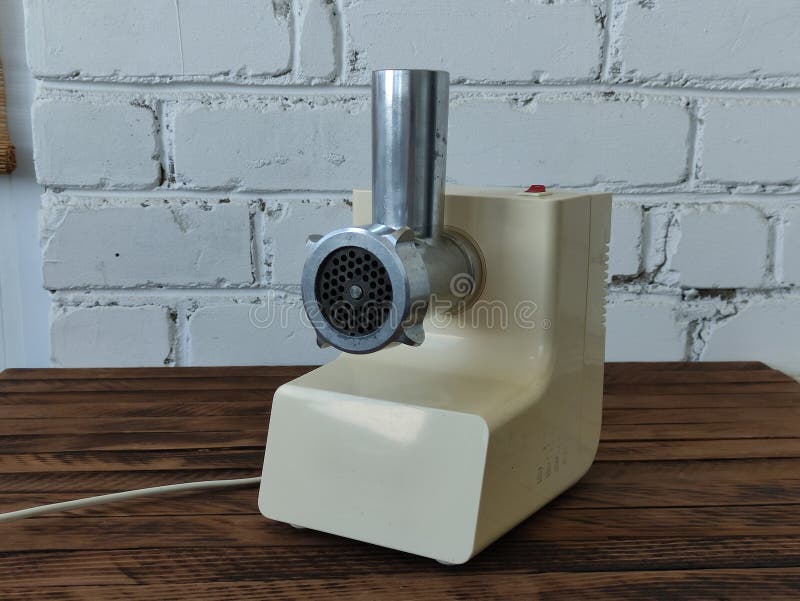 Electric Meat Grinder on the Wooden Table Stock Photo - Image of ...