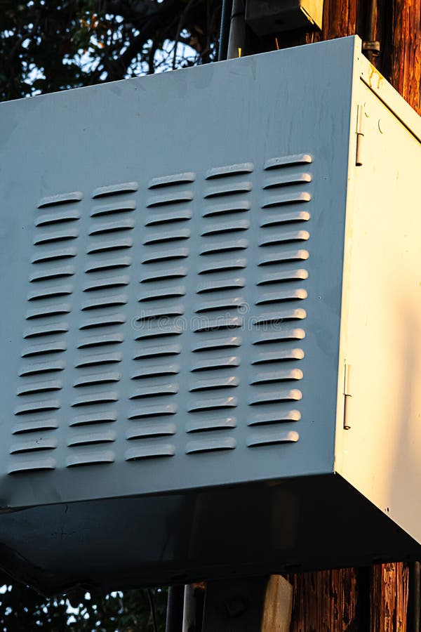 Electric Meter Box on Telephone Pole Distributing Electricity Stock ...