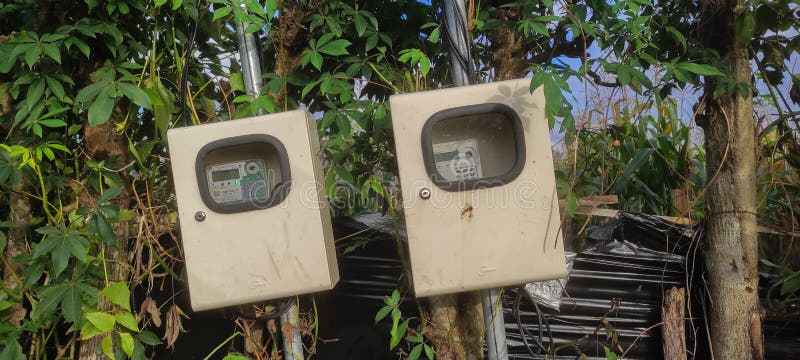 Electric Meter Boxes in a Rural Setting Stock Photo - Image of safety ...