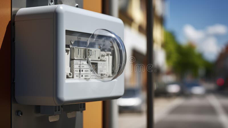 Electric Meter on Building Facade with Blurred Background. Generative ...