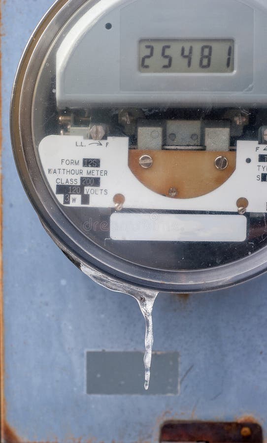 Electric Meter, Closeup, on Outside Wall Stock Image - Image of bill ...