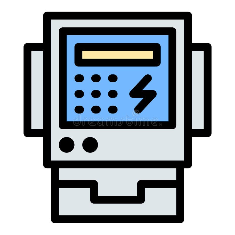 Electric Meter Icon Flat Line Style Illustration Representing a Device ...