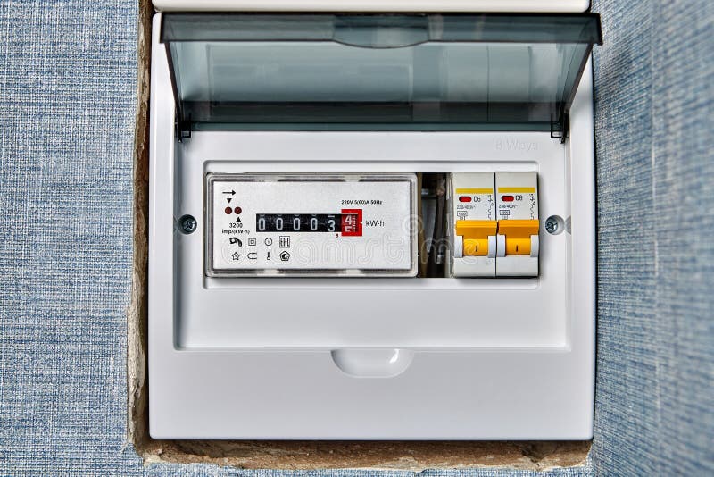 Electric Meter is Mounted at Main Electrical Panel Stock Image - Image ...