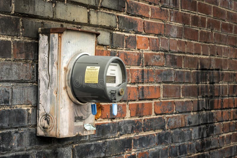Electric Meter on Old Commercial Building Stock Image - Image of ...