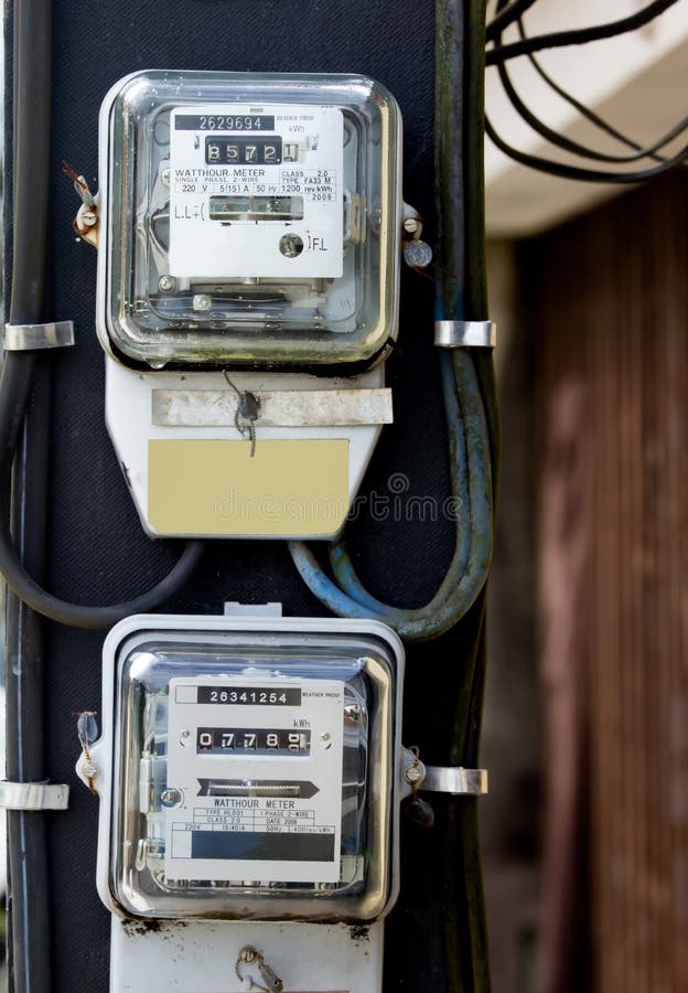 Electric meters power. stock image. Image of circuit - 107369771