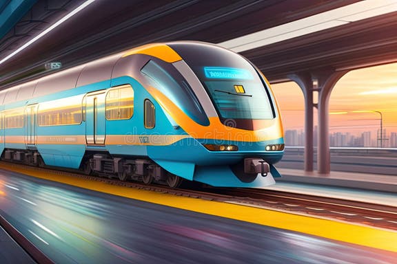 Electric Metro Subway Train Illustration Stock Illustration ...