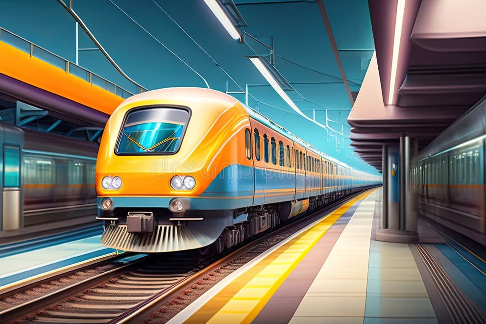 Electric Metro Subway Train Illustration Stock Illustration ...