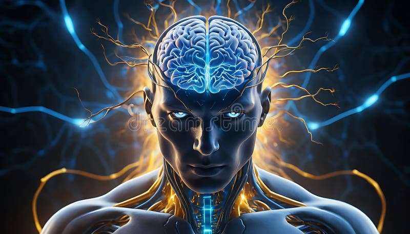 Digital Human Brain Concept Electric Impulses Stock Photos - Free ...