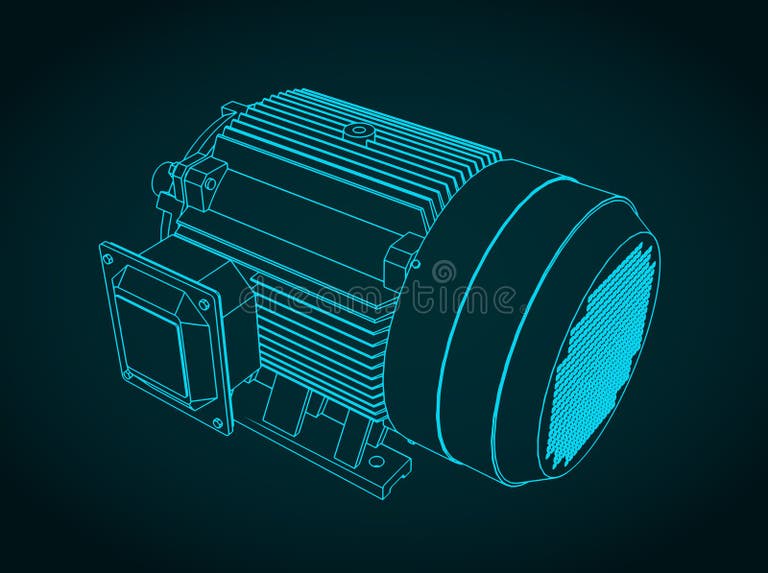 Electric Motor Blueprint Illustration Stock Illustration - Illustration ...