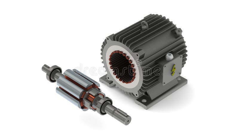 Electric Motor 3D Illustration, Section View Stock Illustration ...
