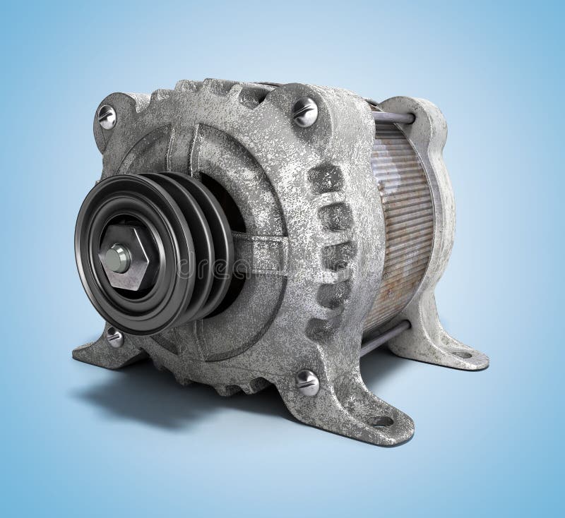 Electric Motor Generator 3d Render on a White Background Stock ...