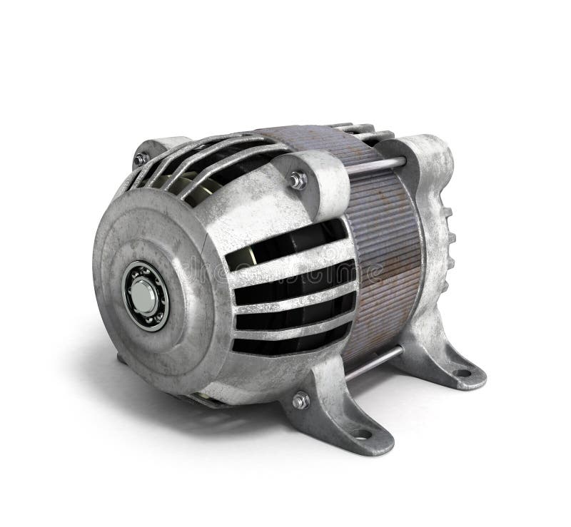 Electric Motor Generator 3d Render on a White Background Stock ...
