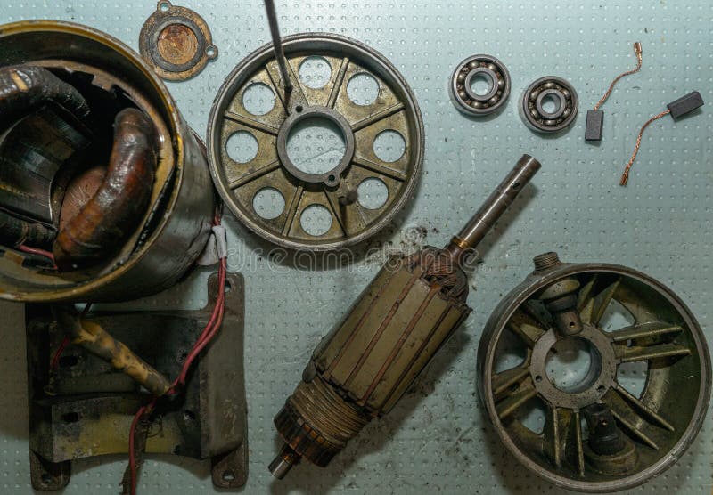 The Electric Motor is Disassembled. Electric Motor Parts are Separate ...