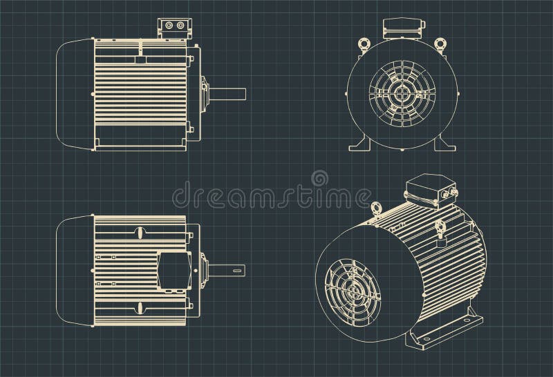Electric motor drawings stock vector. Illustration of technical - 170525741