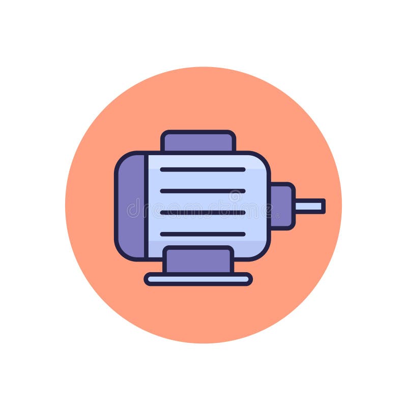 Electric Motor Icon with Outline Stock Vector - Illustration of ...