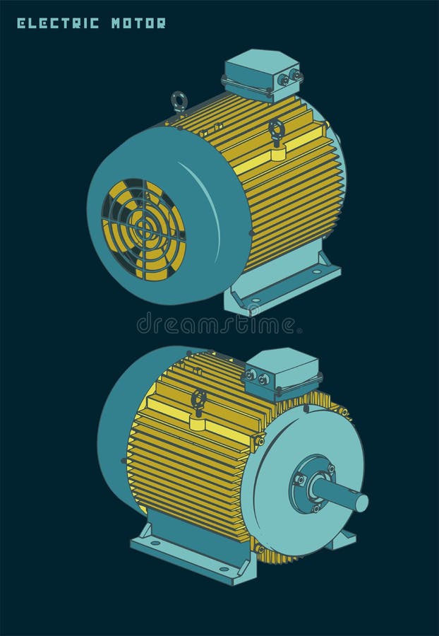 Electric motor drawings stock vector. Illustration of technical - 170525741