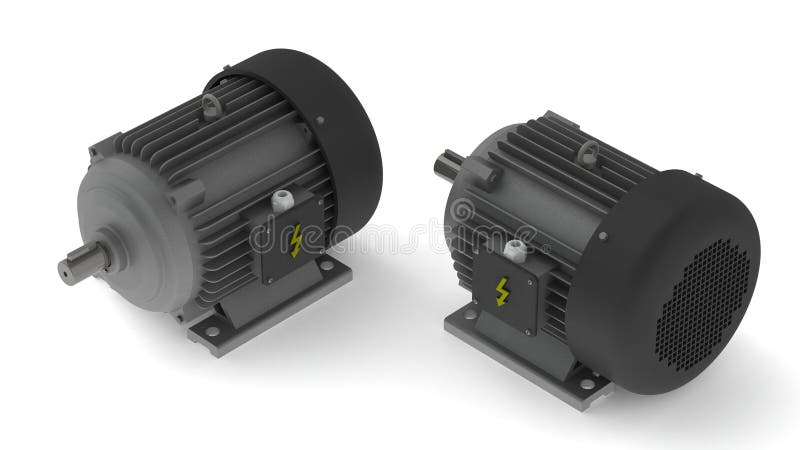 Electric Motor Isometric 3D Rendering, White Background Stock ...