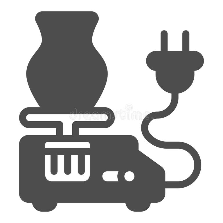 Electric Motor Machine with Clay Jug Solid Icon, Pottery Making Concept ...