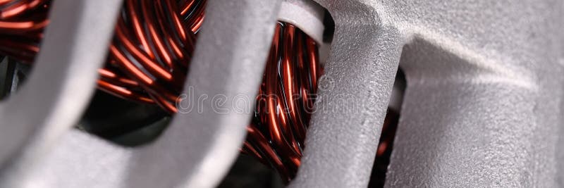 Electric Motor Stator Closeup. Copper Winding Motor Stock Image - Image ...