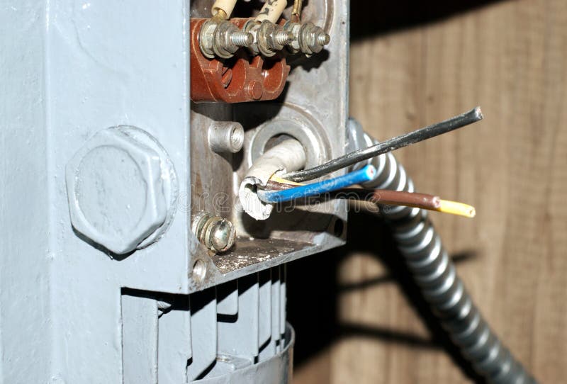 Electric Motor Terminal Box with Wires. Stock Photo - Image of electric ...