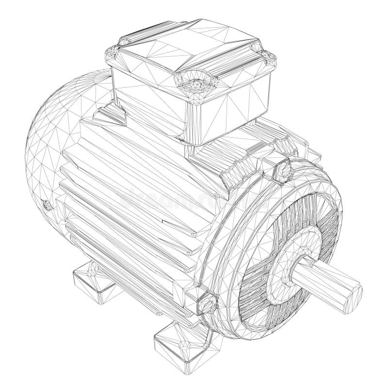 Wireframe of the Motor. Internal Parts of the Engine Stock Vector ...