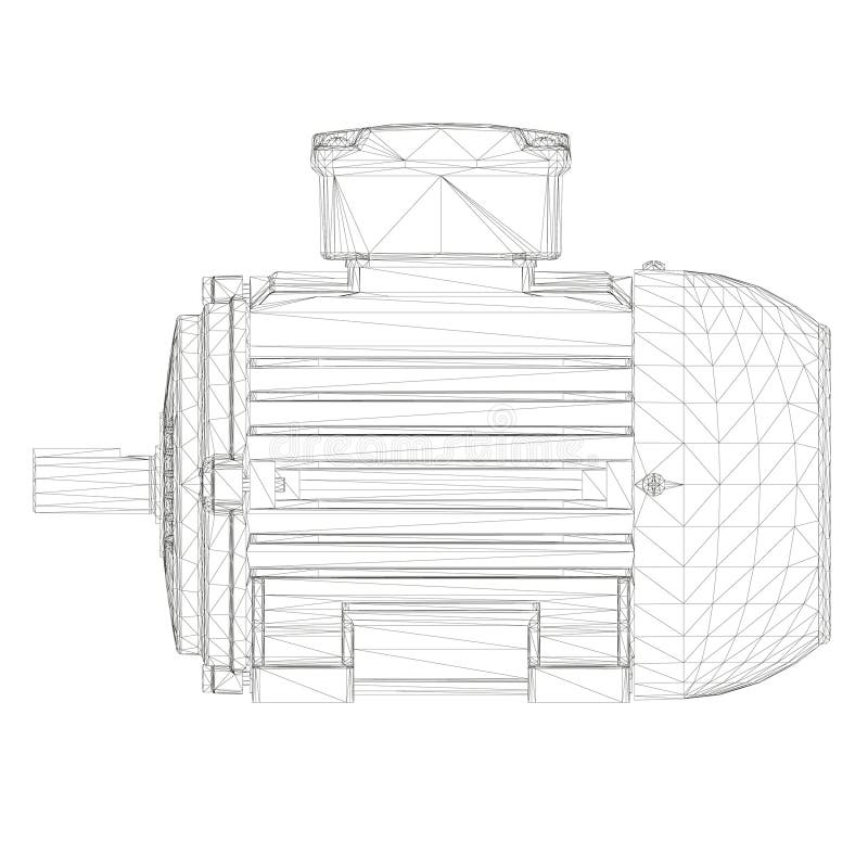 Wireframe of the Motor. Internal Parts of the Engine Stock Vector ...